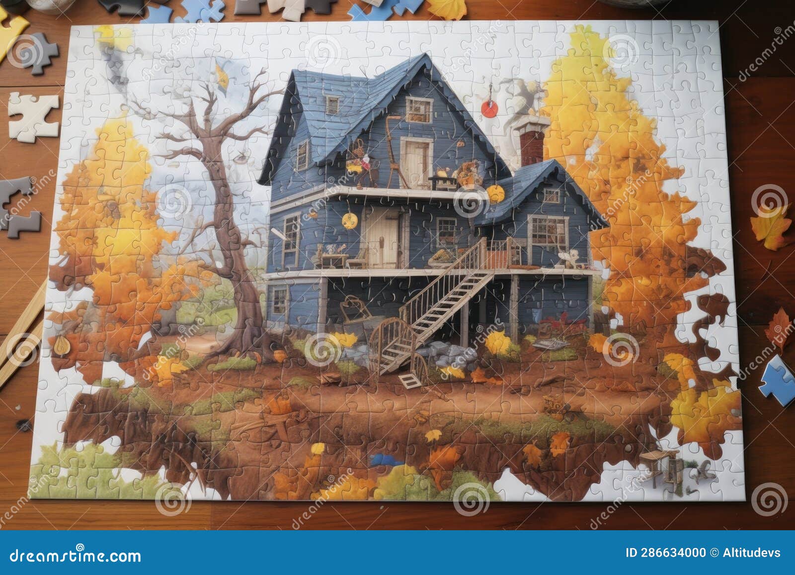 Finished Puzzle with a Few Missing Pieces Stock Photo - Image of game, finished: 286634000