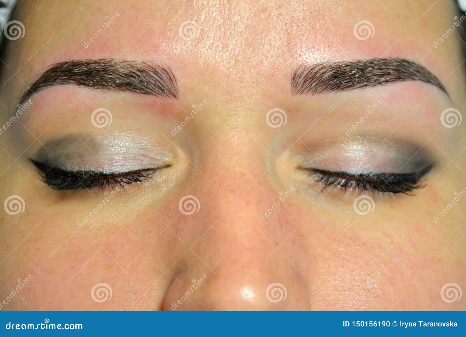 The Finished Result of Microblading, Dark Eyebrows, Permanent Makeup on ...