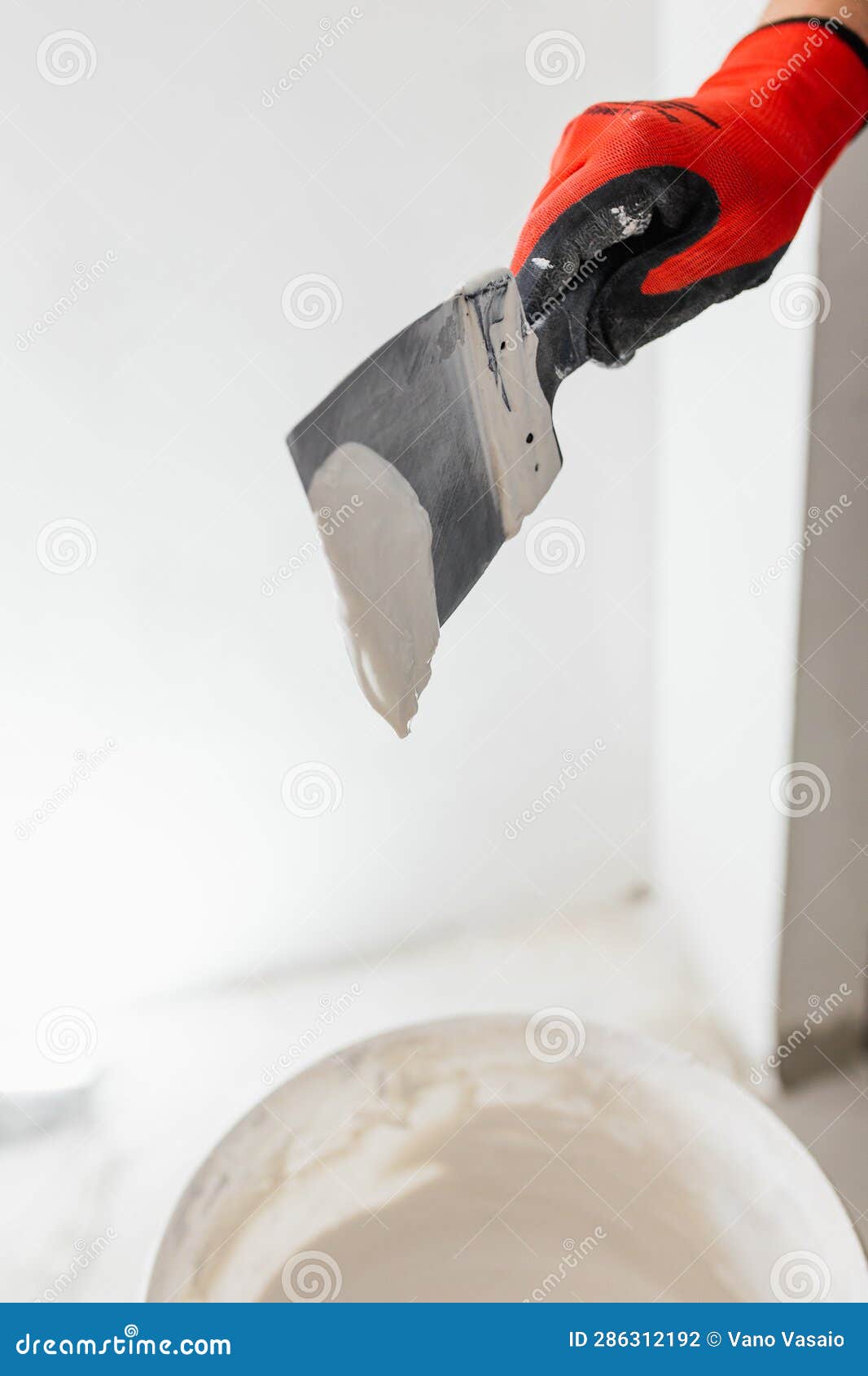 The Finisher Makes the Surface of the Wall Even and Smooth Stock Photo ...