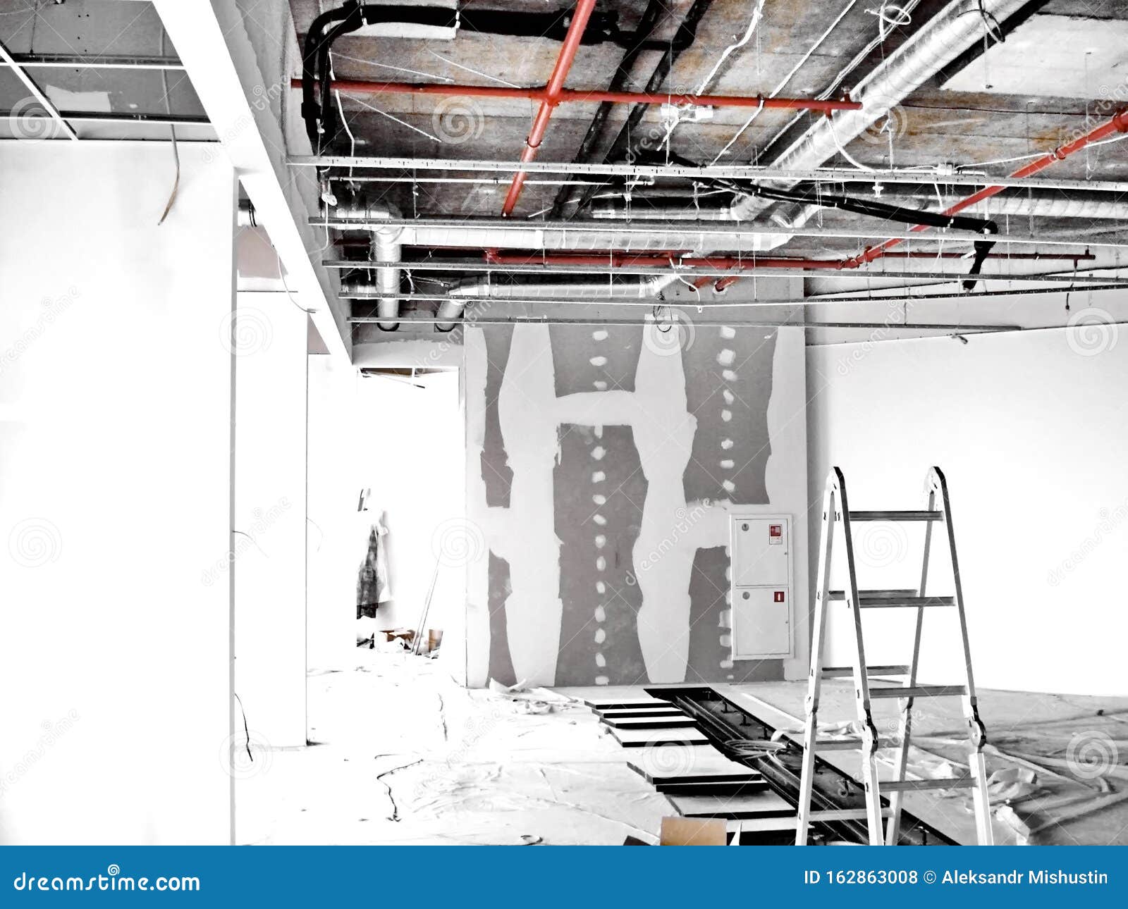 False Ceiling Installation stock photo. Image of rooms - 162863008