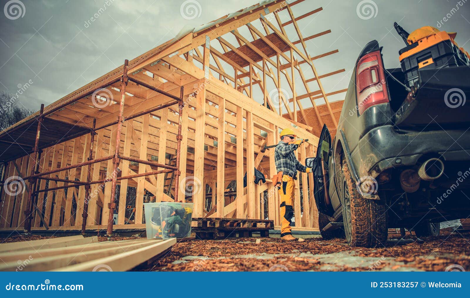 Finishing a Work Day at the Construction Site Stock Image - Image of ...