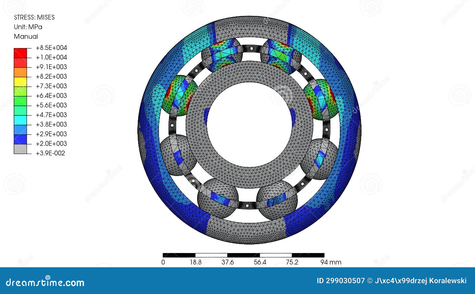 Finite Element Analysis Ball Bearing Stock Illustration