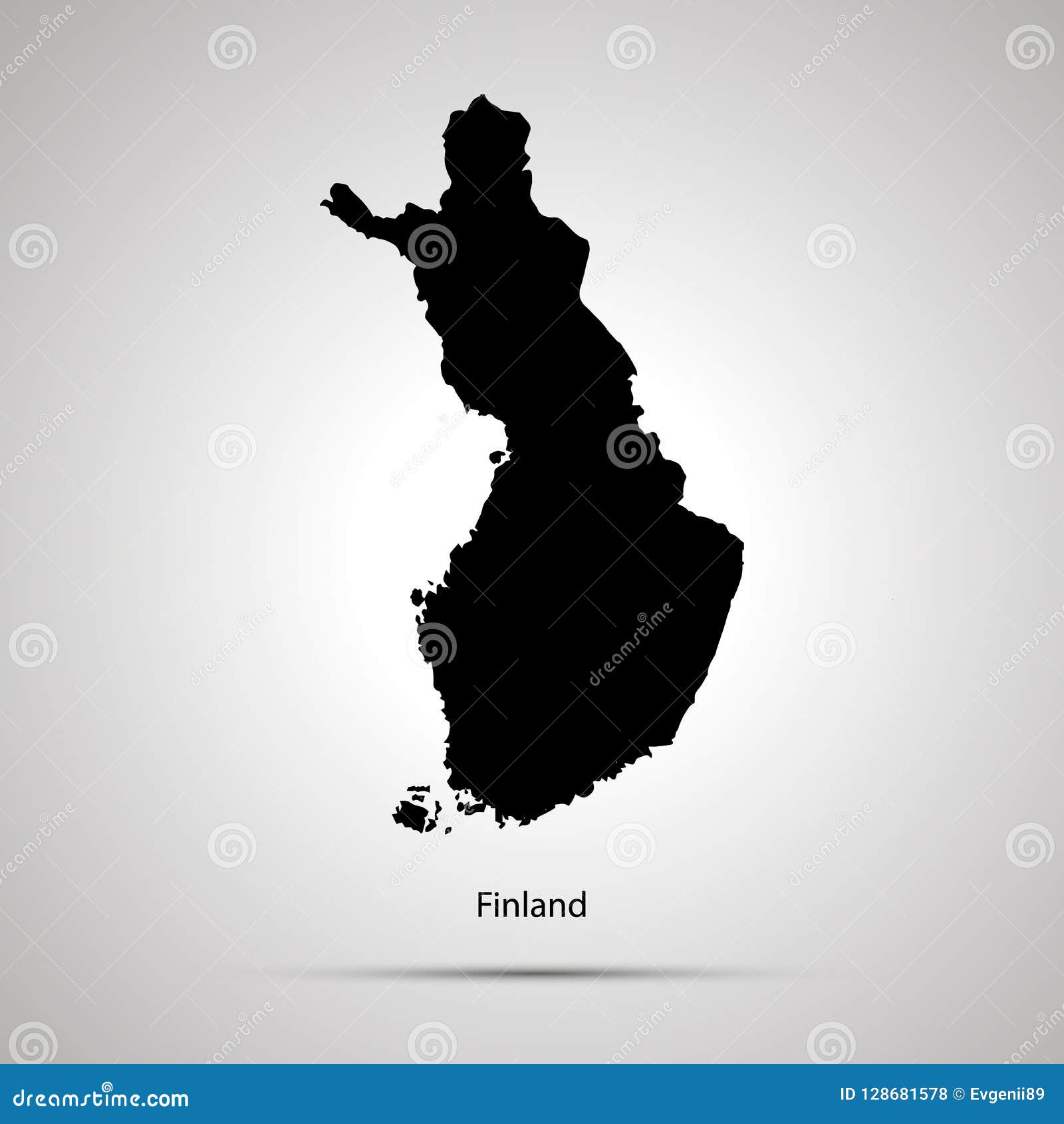 Finland Country Map. Black Silhouette And Outline Isolated On White ...