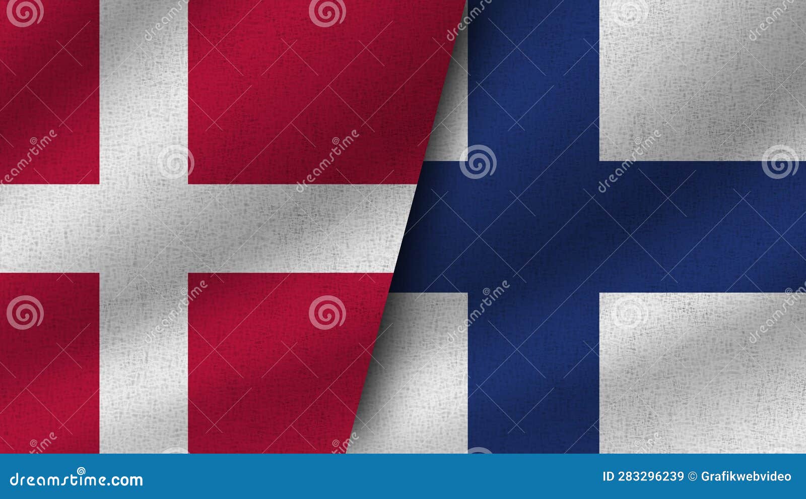 Finland and Denmark Realistic Two Flags Together Stock Illustration ...