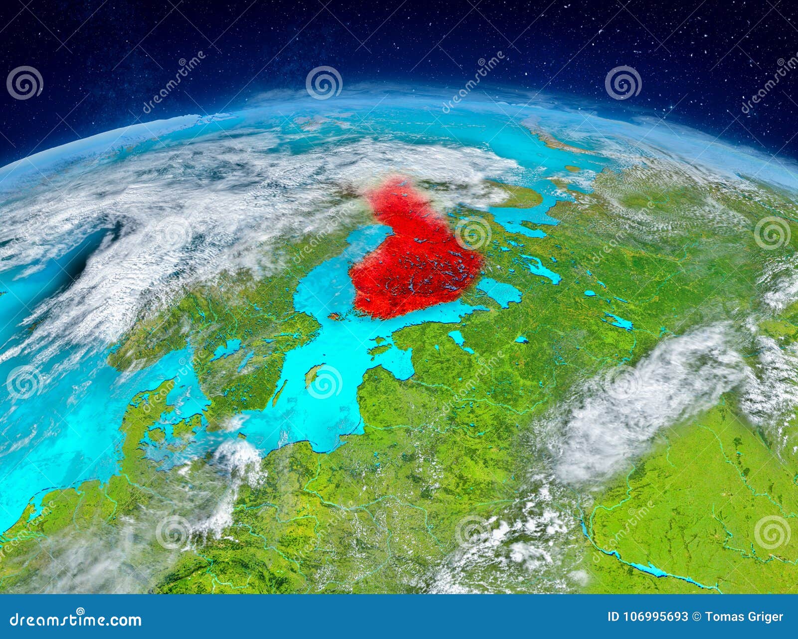 Finland on Earth stock image. Image of render, country - 106995693