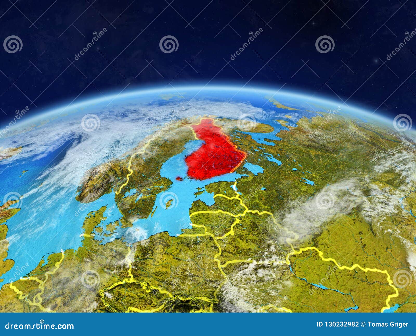 Finland on Earth from Space Stock Photo - Image of space, borders ...