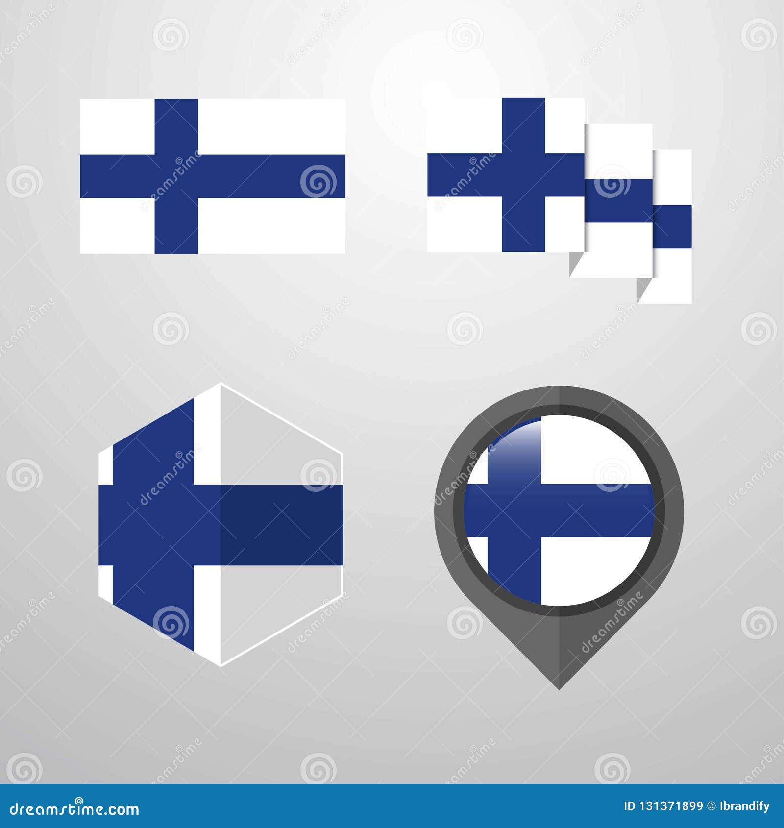 Finland Flag Design Set Vector Stock Vector - Illustration of emblem ...