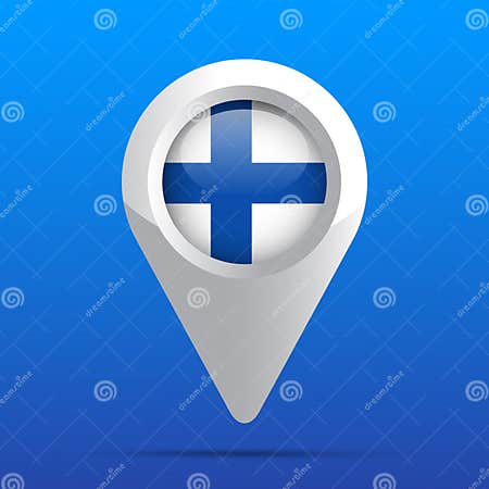 Finland Flag Map Icon. Glossy Icon Stock Illustration - Illustration of ...