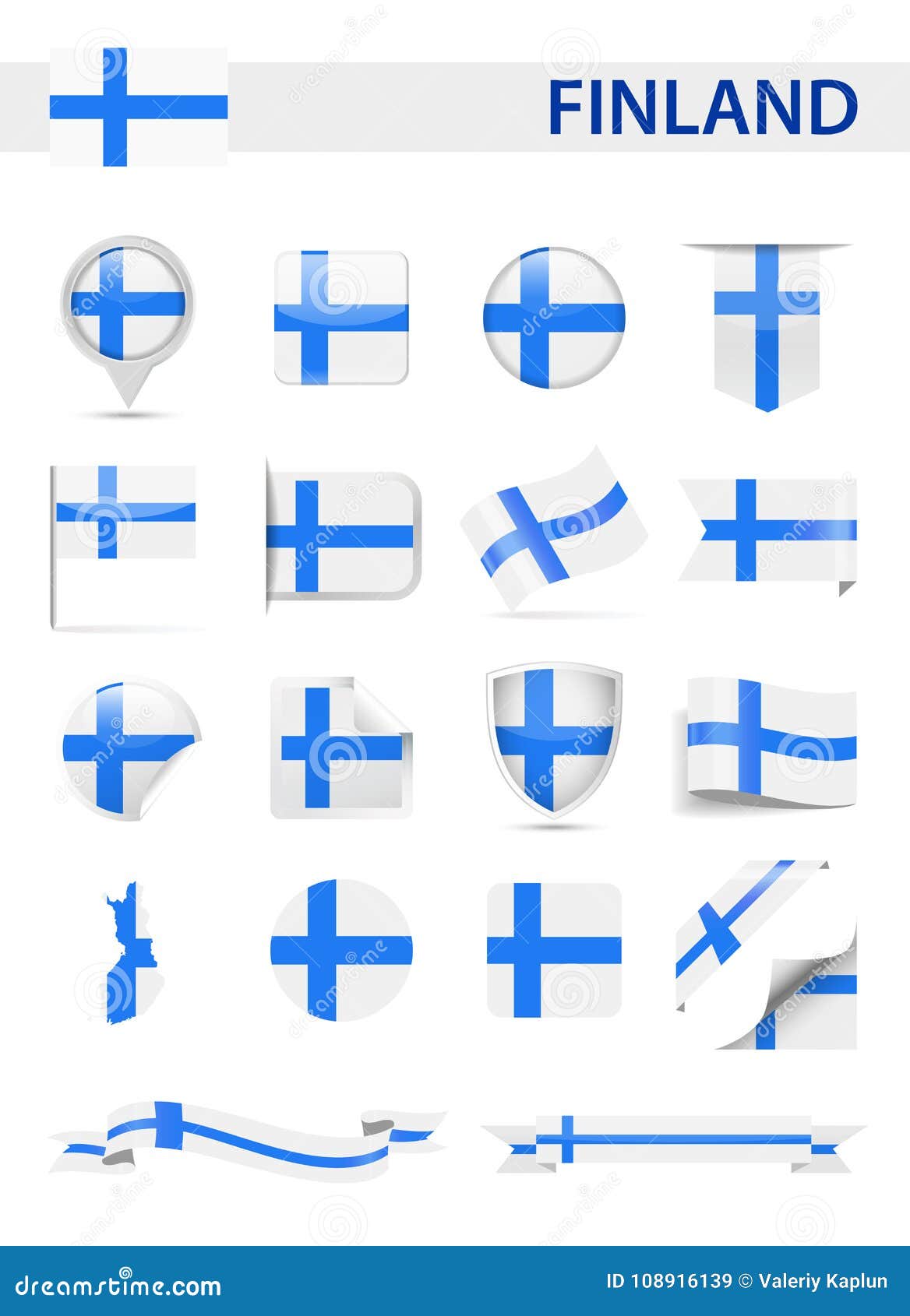 Finland Flag Vector Set stock illustration. Illustration of finnish ...