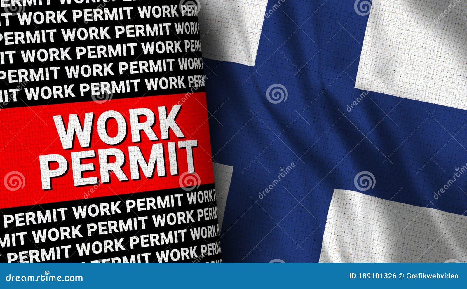 Finland Flag with Work Permit Title Stock Illustration - Illustration ...