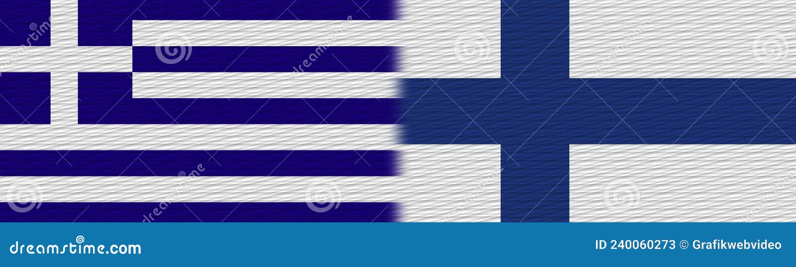 Finland and Greece Fabric Texture Flag â€“ 3D Illustrations Stock ...