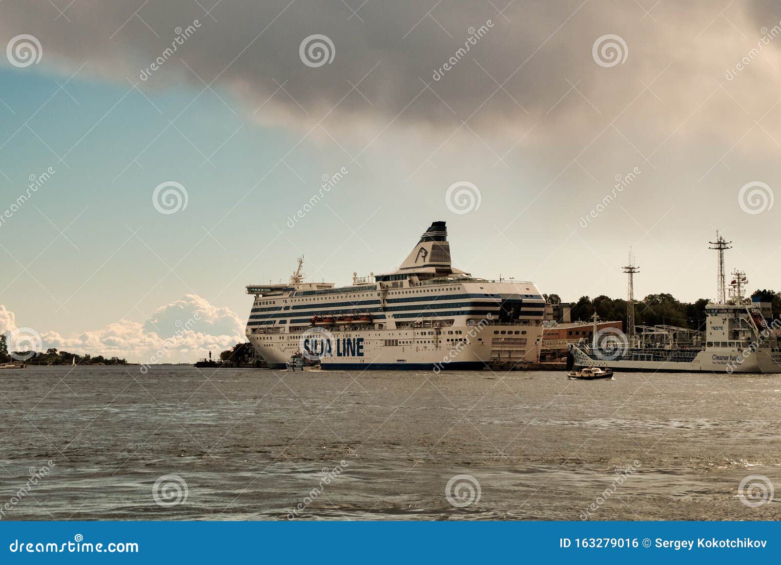 Finland. Big Ferry at the Pier in Helsinki. September 16, 2018 ...