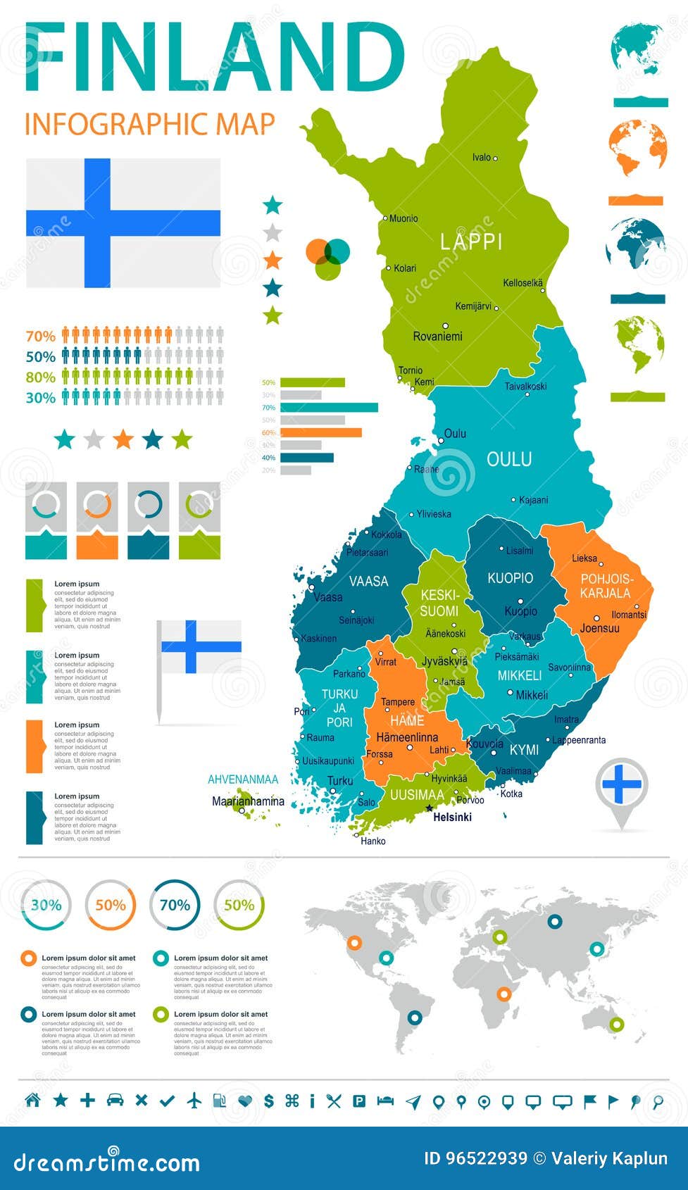 Finland - Infographic Map and Flag - Illustration Stock Illustration ...