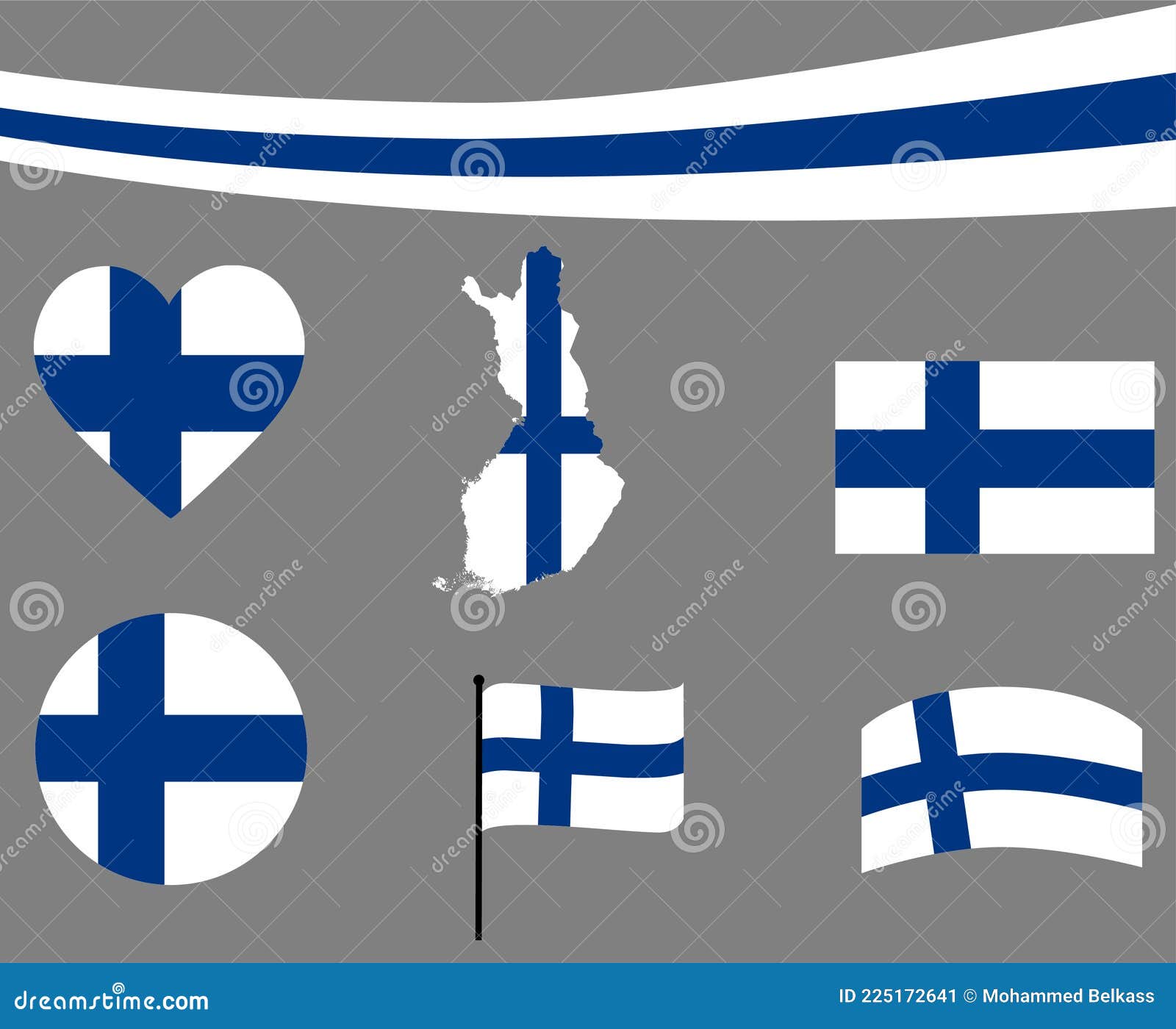 Finland Flag Map Ribbon and Heart Icons Vector Stock Vector ...