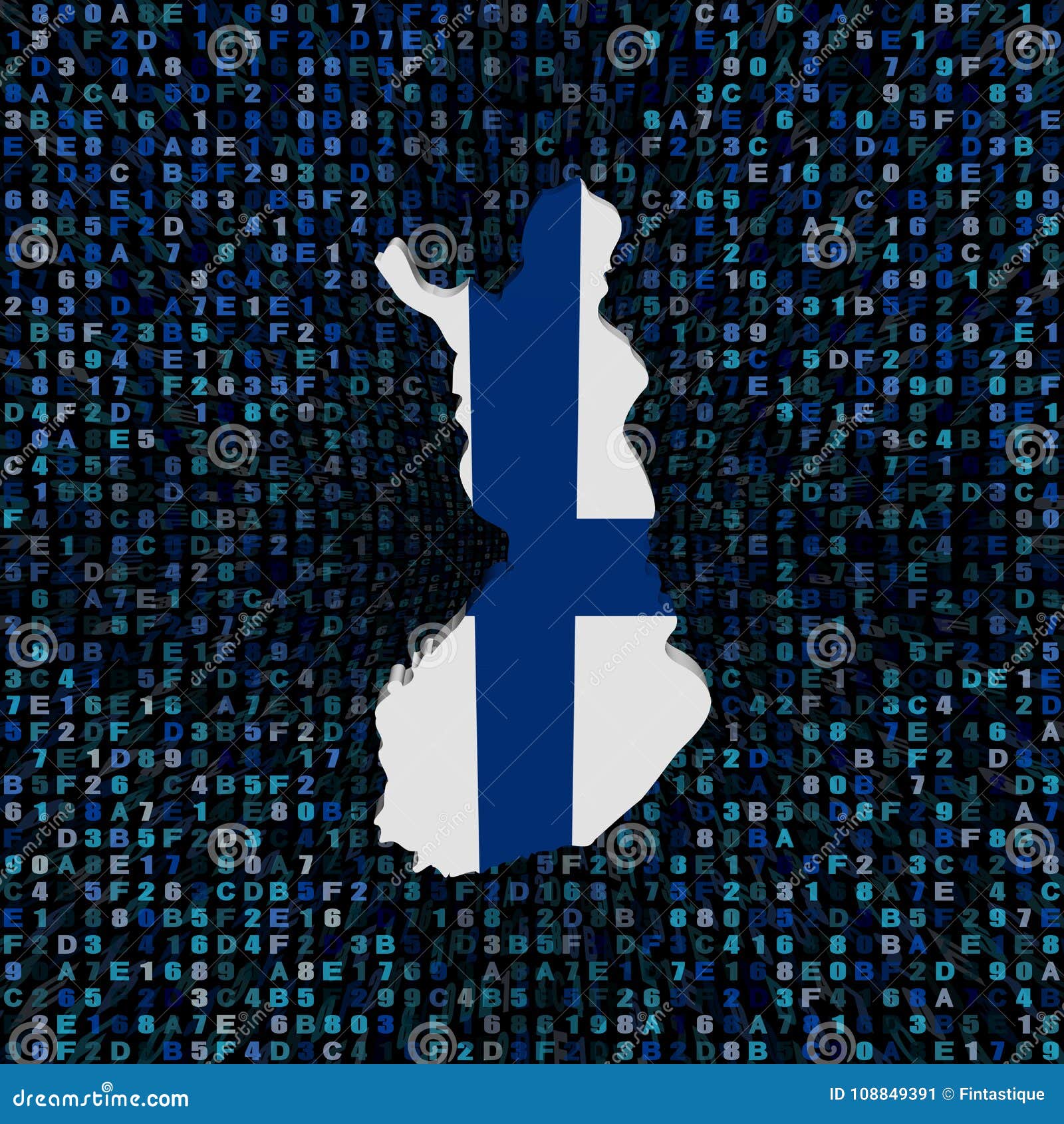 Finland Map Flag on Hex Code Illustration Stock Illustration ...