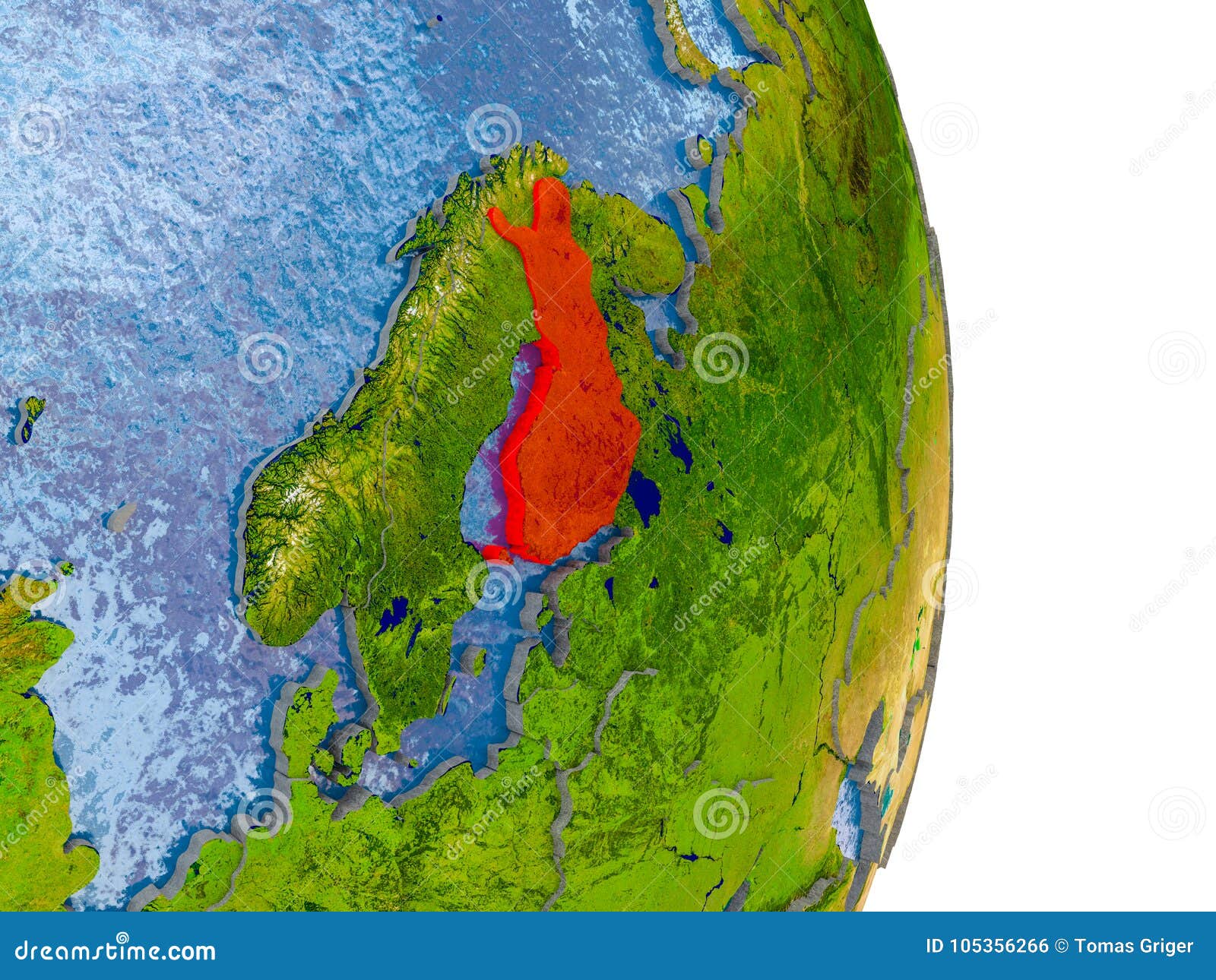 Finland on realistic globe stock illustration. Illustration of oceans ...