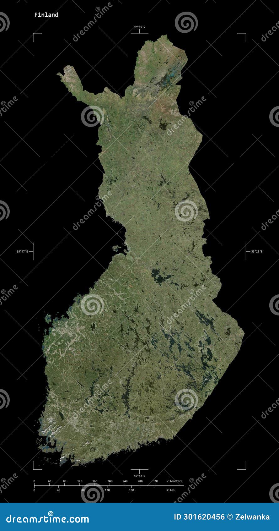 Finland Shape on Black. High-res Satellite Stock Illustration ...