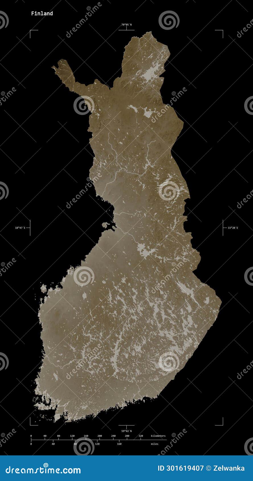 Finland Shape on Black. Sepia Stock Illustration - Illustration of ...