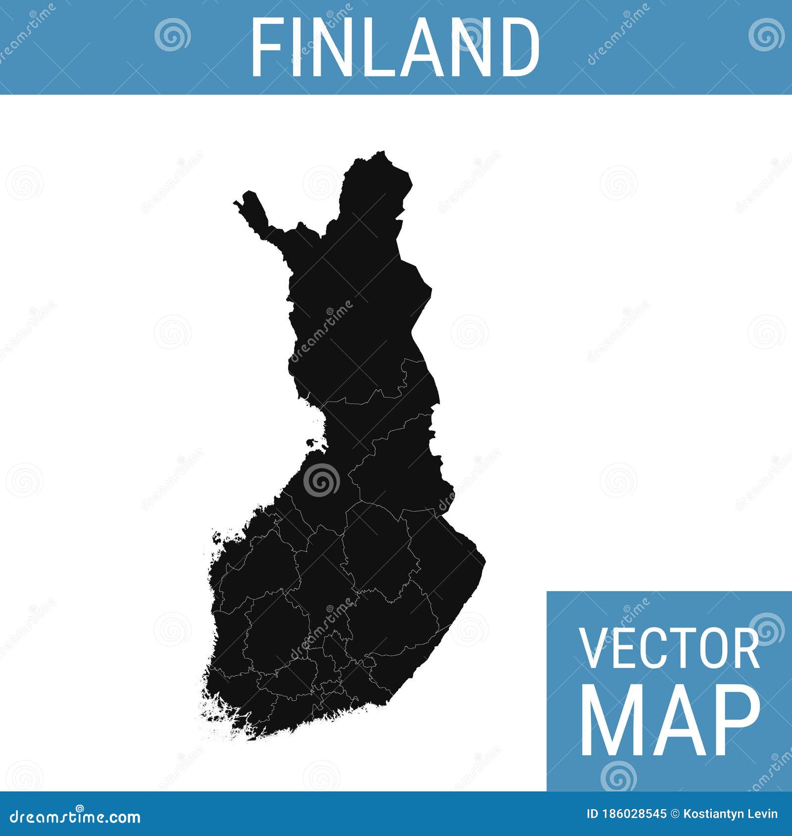 Finland Vector Map with Title Stock Illustration - Illustration of ...