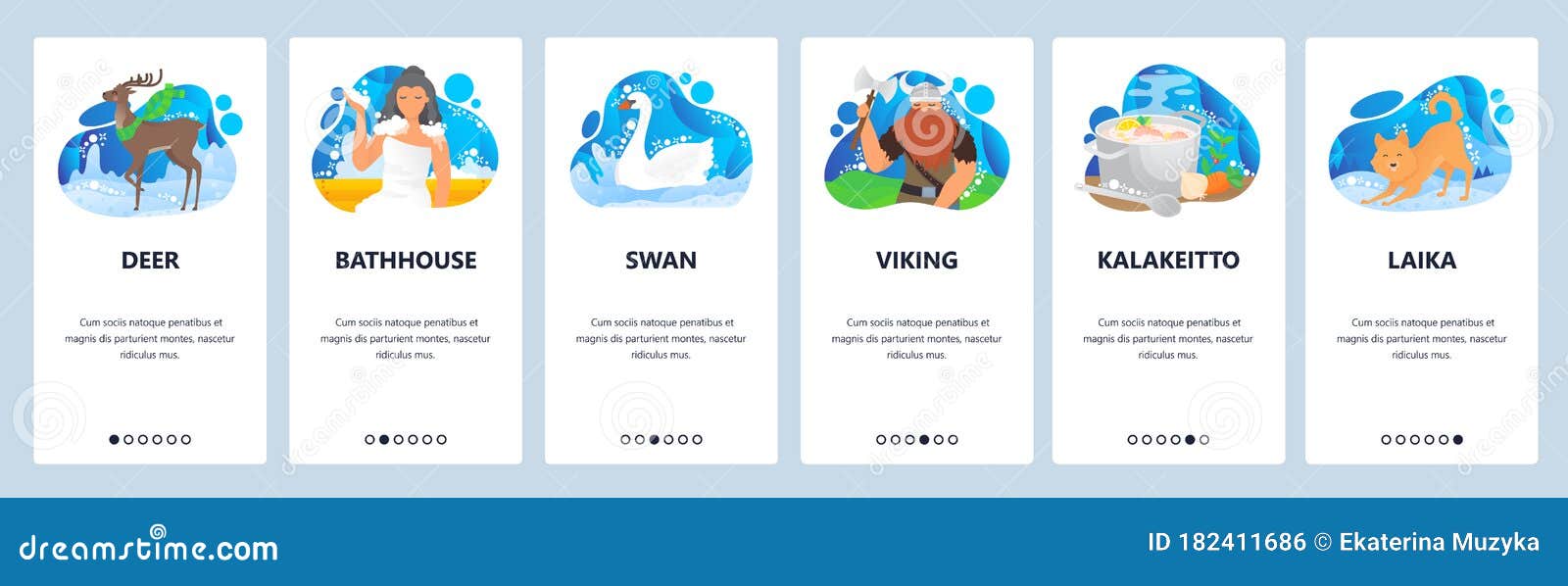 Vikings Landing Page Template Set. Male Characters Wearing Skins ...