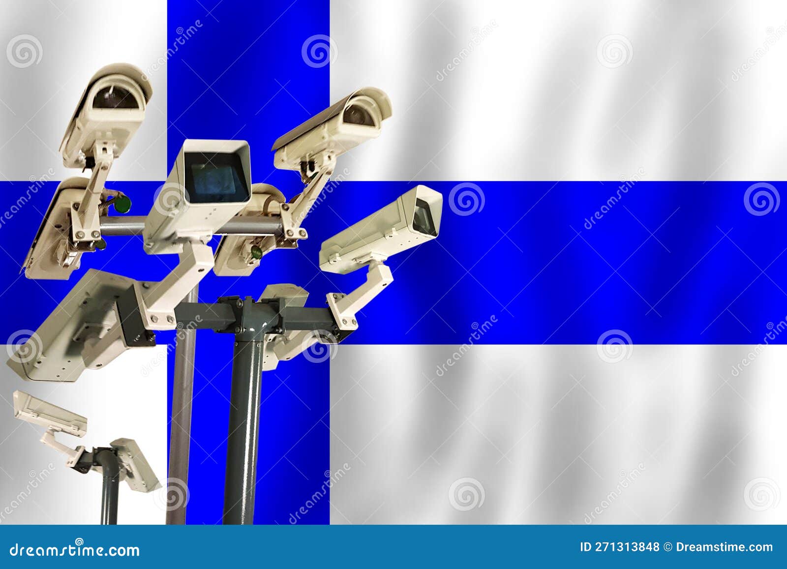 Finnish CCTV Camera on the Flag of Finland Surveillance, Security ...