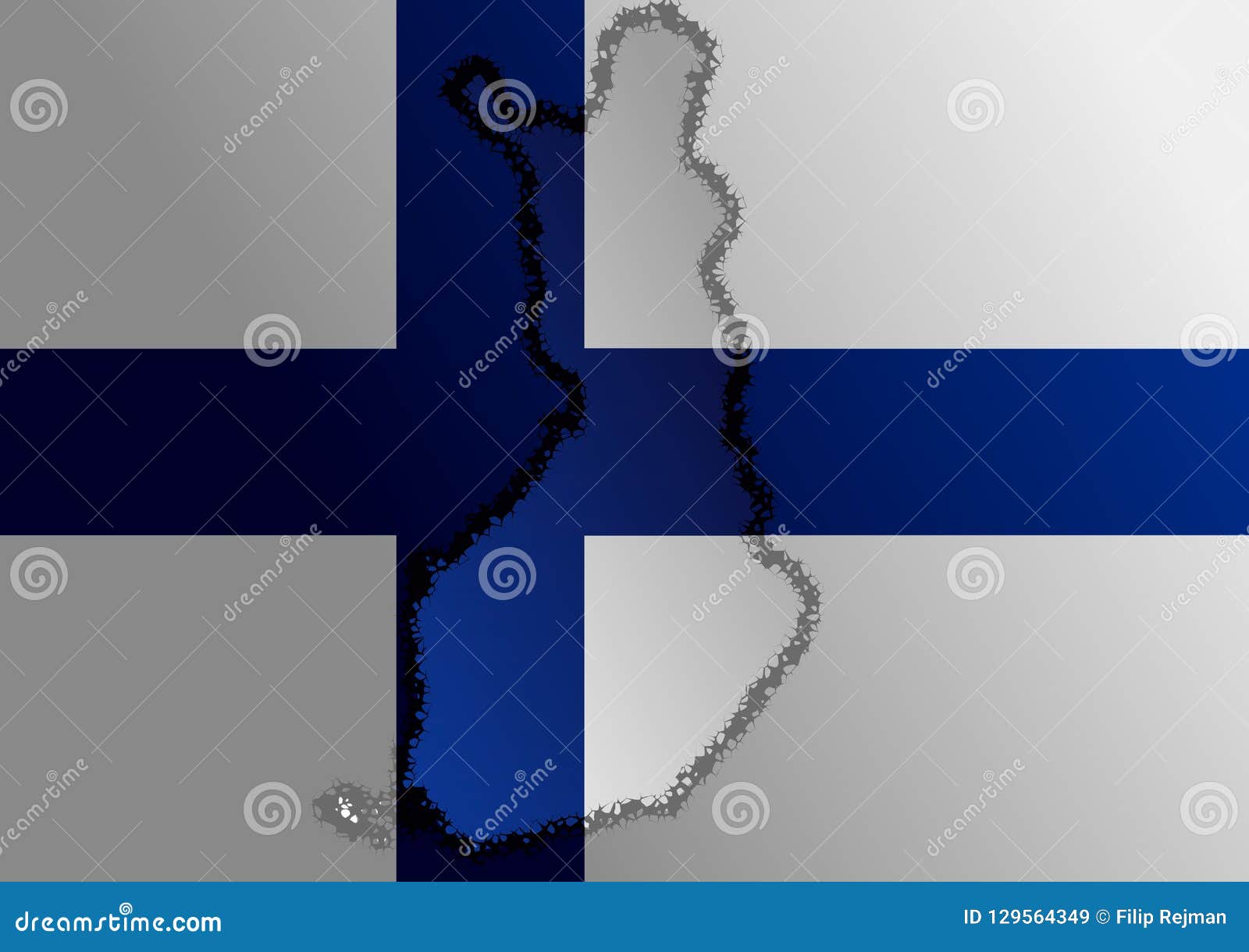 Finnish Flag with a Contour of Border Stock Illustration - Illustration ...