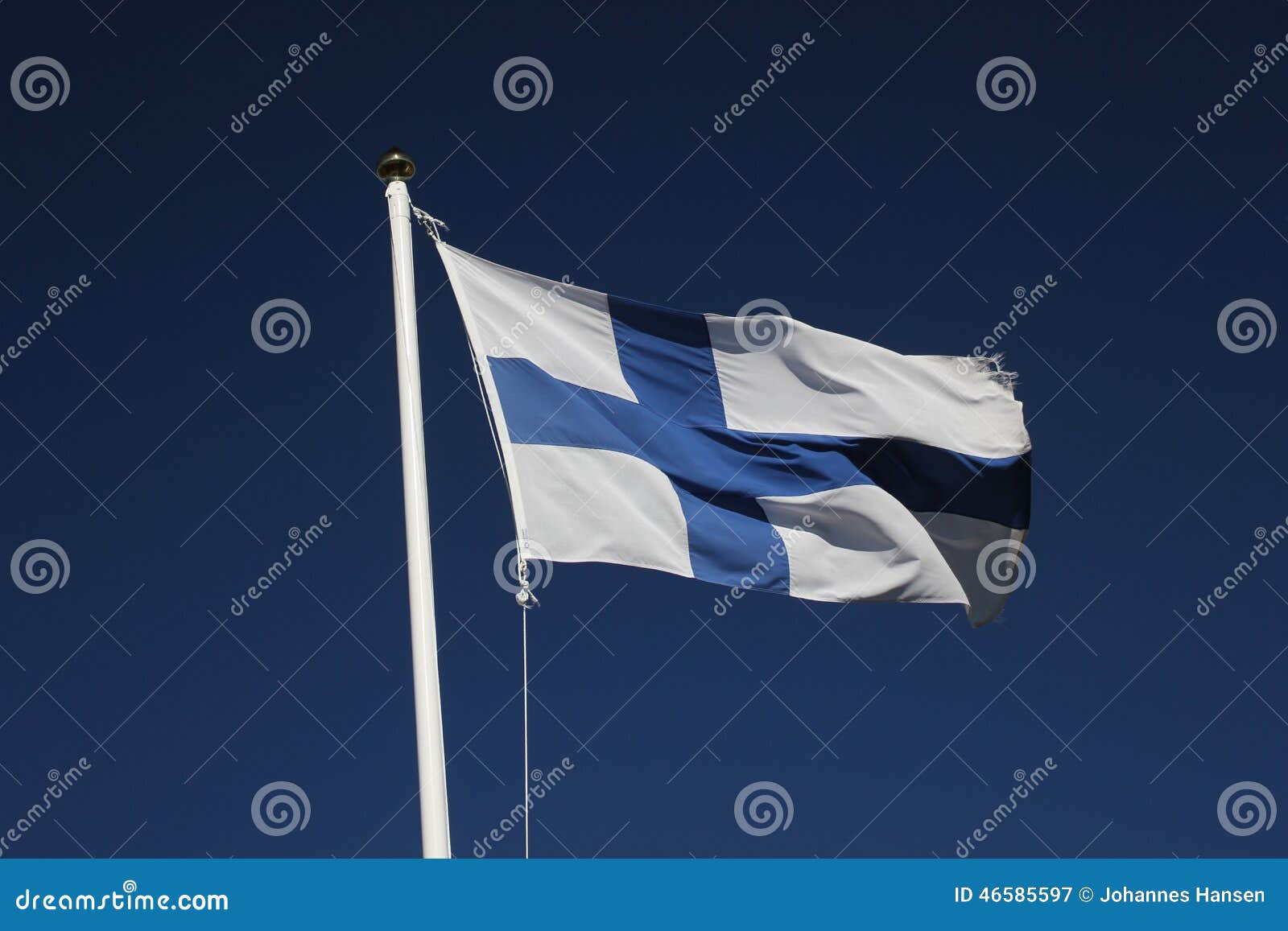 Finnish Flag on Dark Blue Sky Stock Image - Image of cross, wind: 46585597