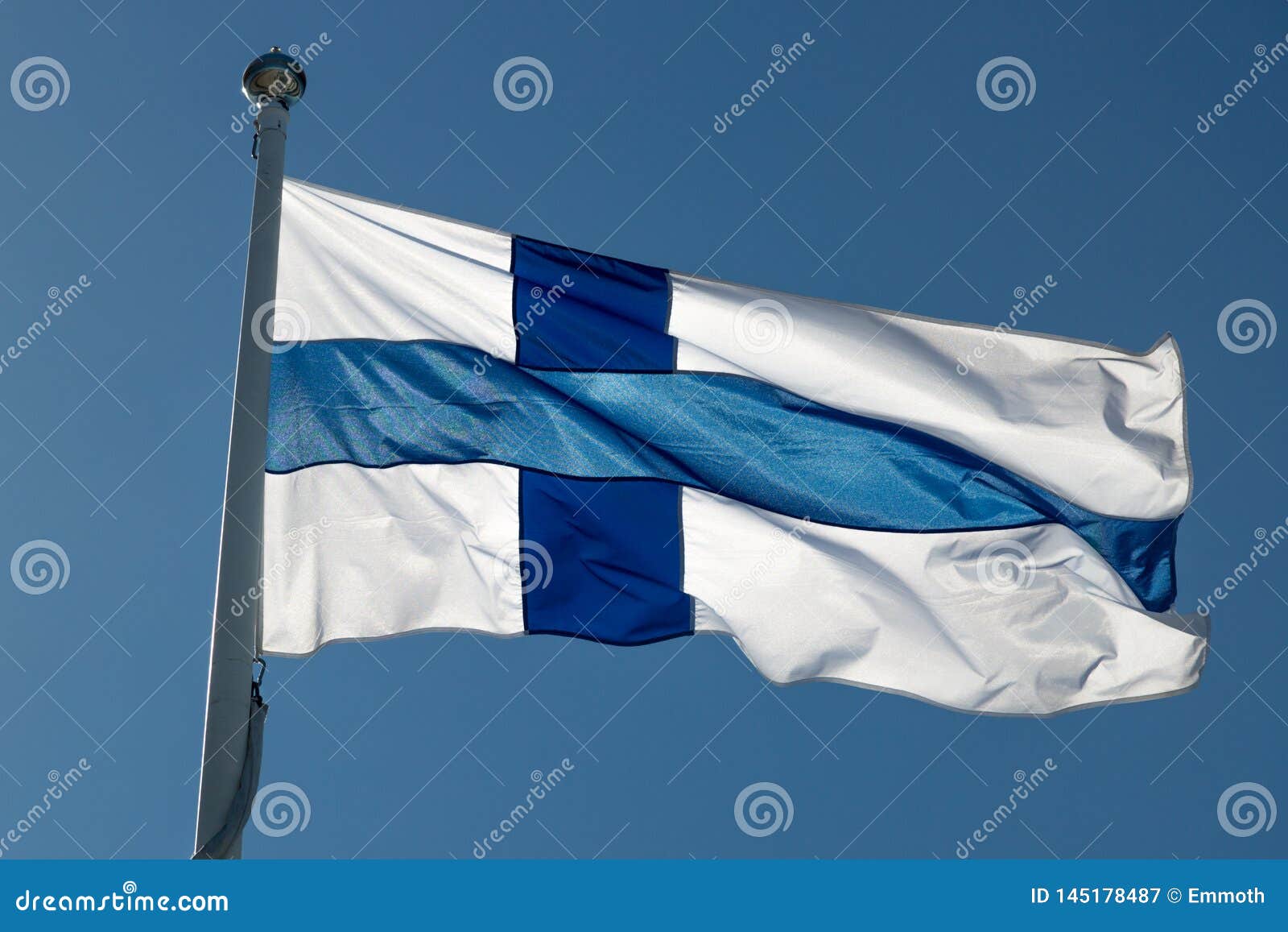 The Finnish Flag on a Flagpole Stock Image - Image of white, waving ...