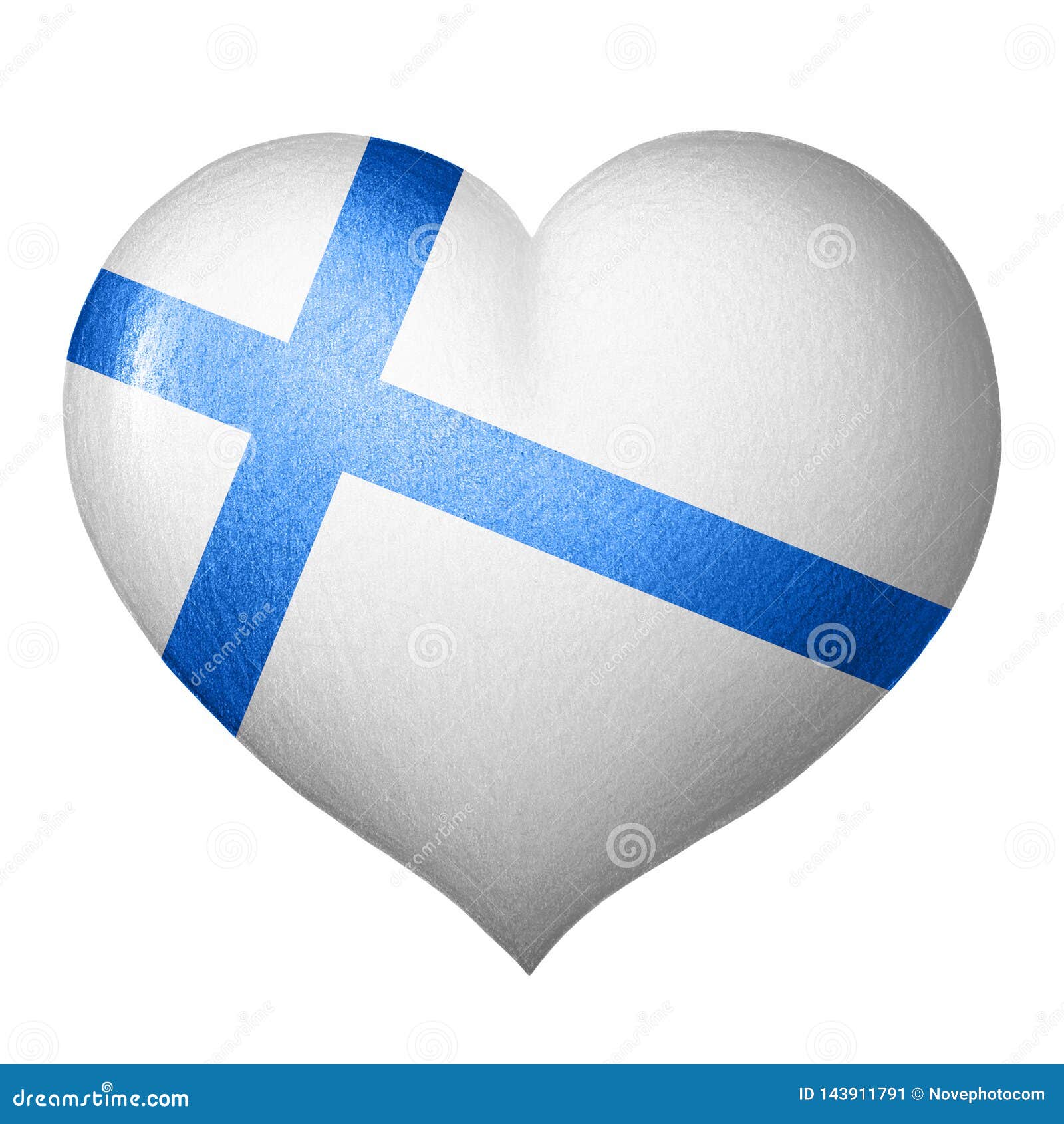 Finnish Flag Heart Isolated on White Background. Pencil Drawing Stock ...
