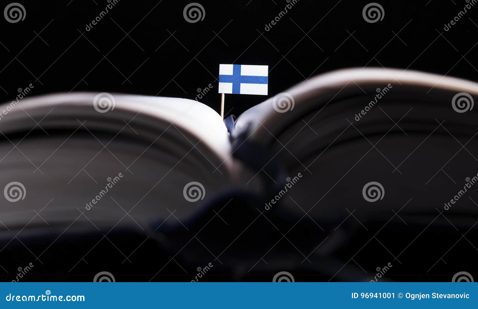 Finnish Flag in the Middle of the Book. Stock Image - Image of ...