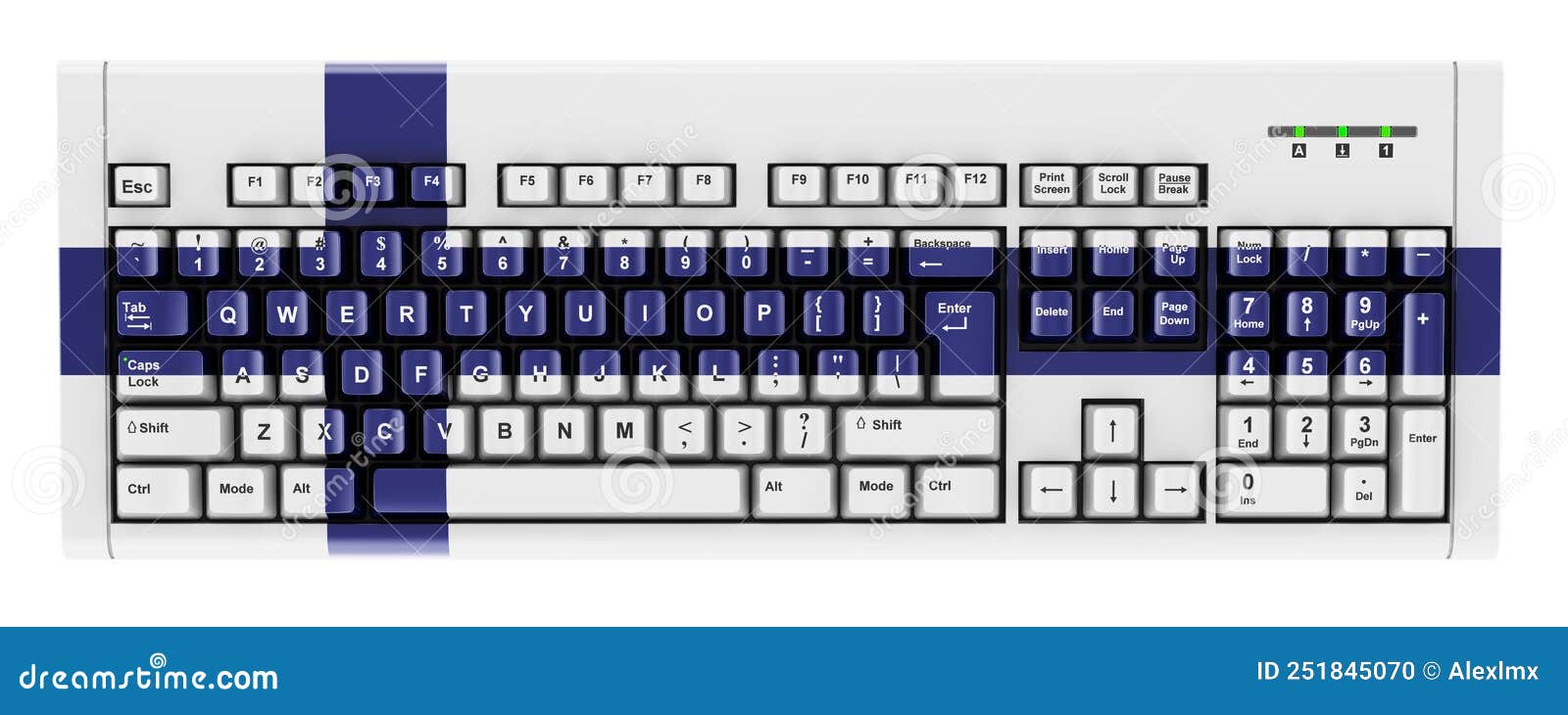 Finnish Flag Painted on Computer Keyboard. 3D Rendering Stock ...