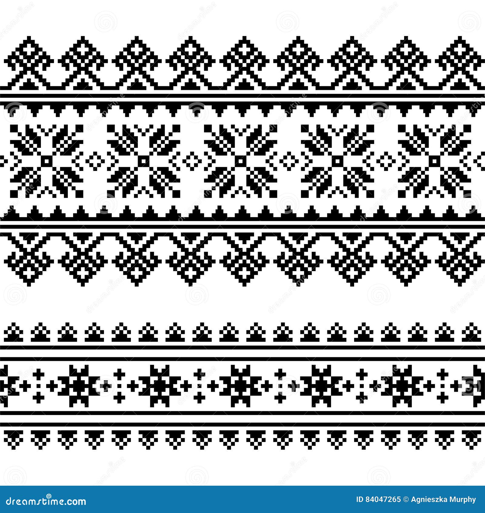 Finnish-folk-art-pattern-3-black Stock Illustration - Illustration of ...