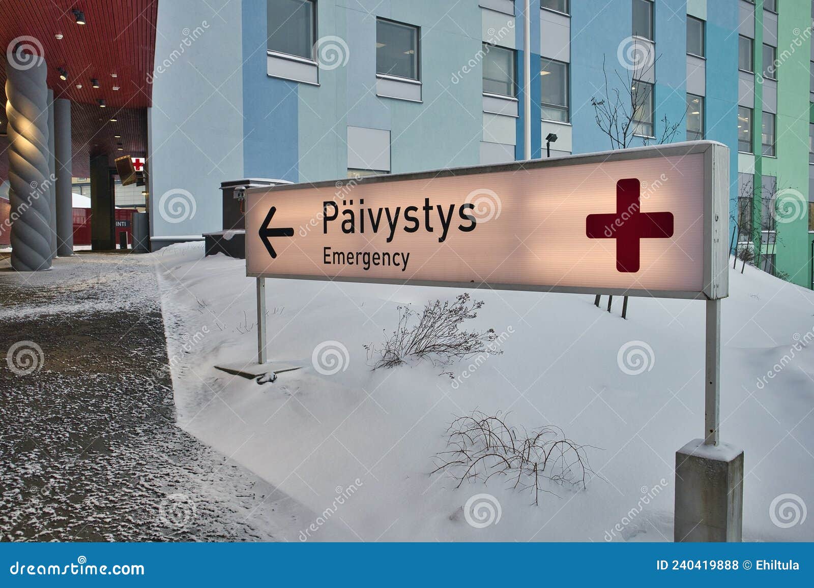 Finnish Hospital Emergency Sign Editorial Stock Photo - Image of ...