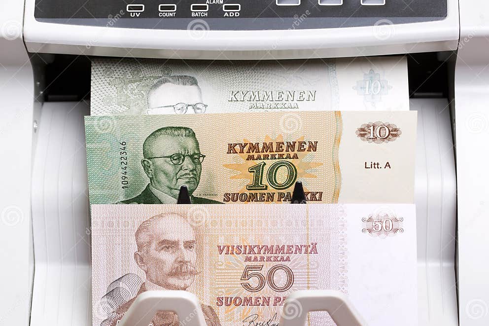 Finnish Marks in the Counting Machine Stock Photo - Image of currency ...
