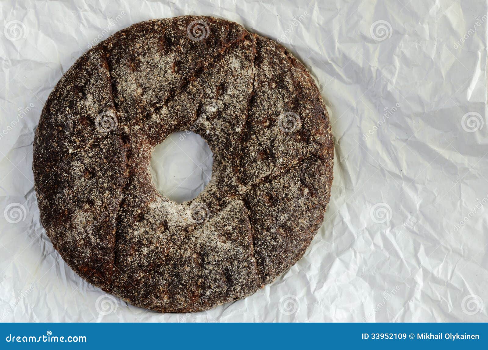 Finnish Traditional Round Ray Bread On A Crumpled White Paper Royalty ...