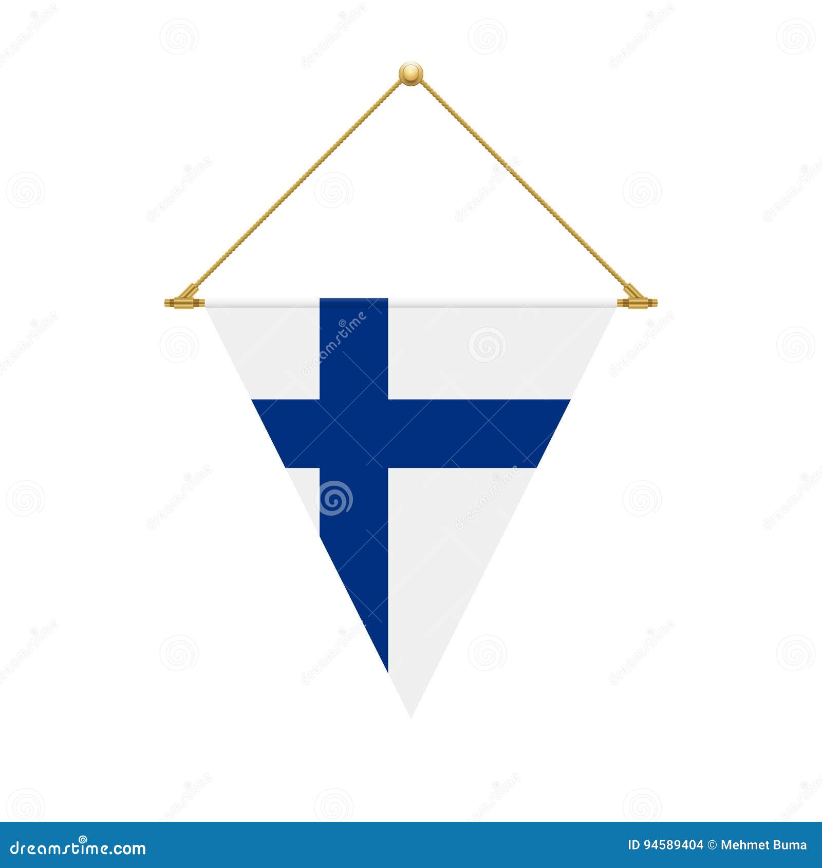 Finnish Triangle Flag Hanging, Illustration Stock Vector - Illustration ...