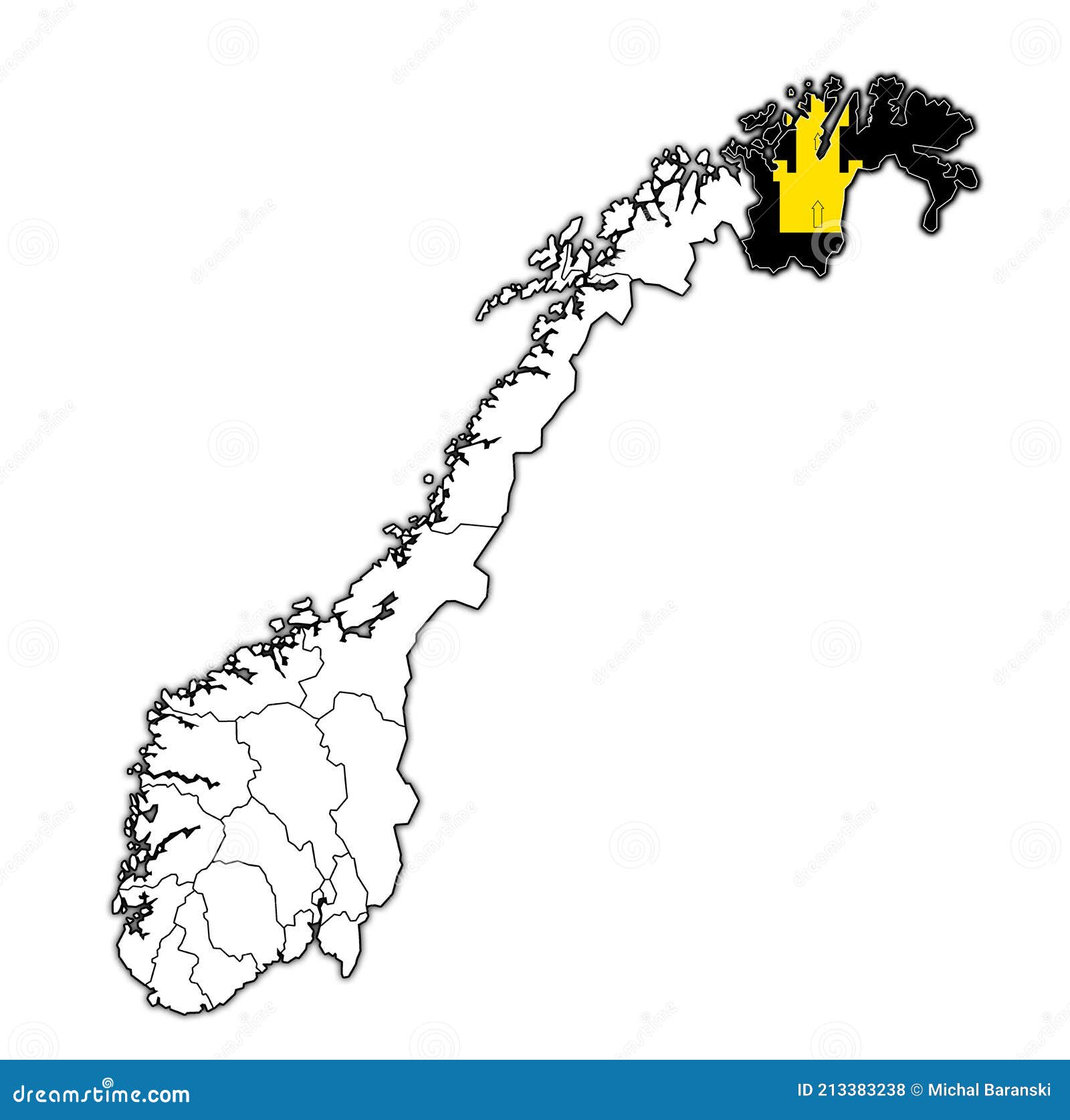 Finnmark Region on Administration Map of Norway Stock Photo - Image of ...