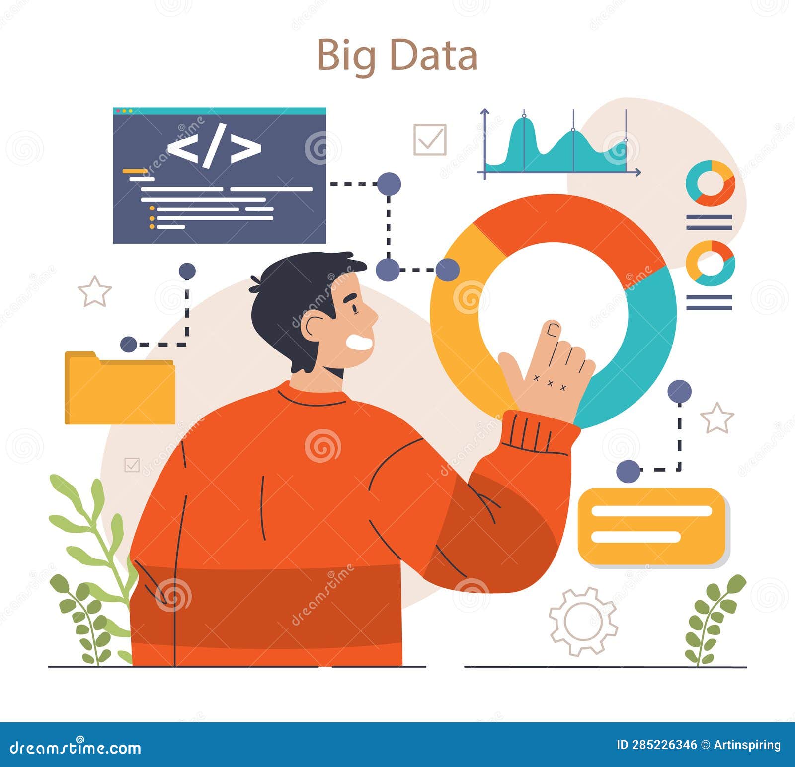 Fintech. Big Data and Database Stock Vector - Illustration of ...