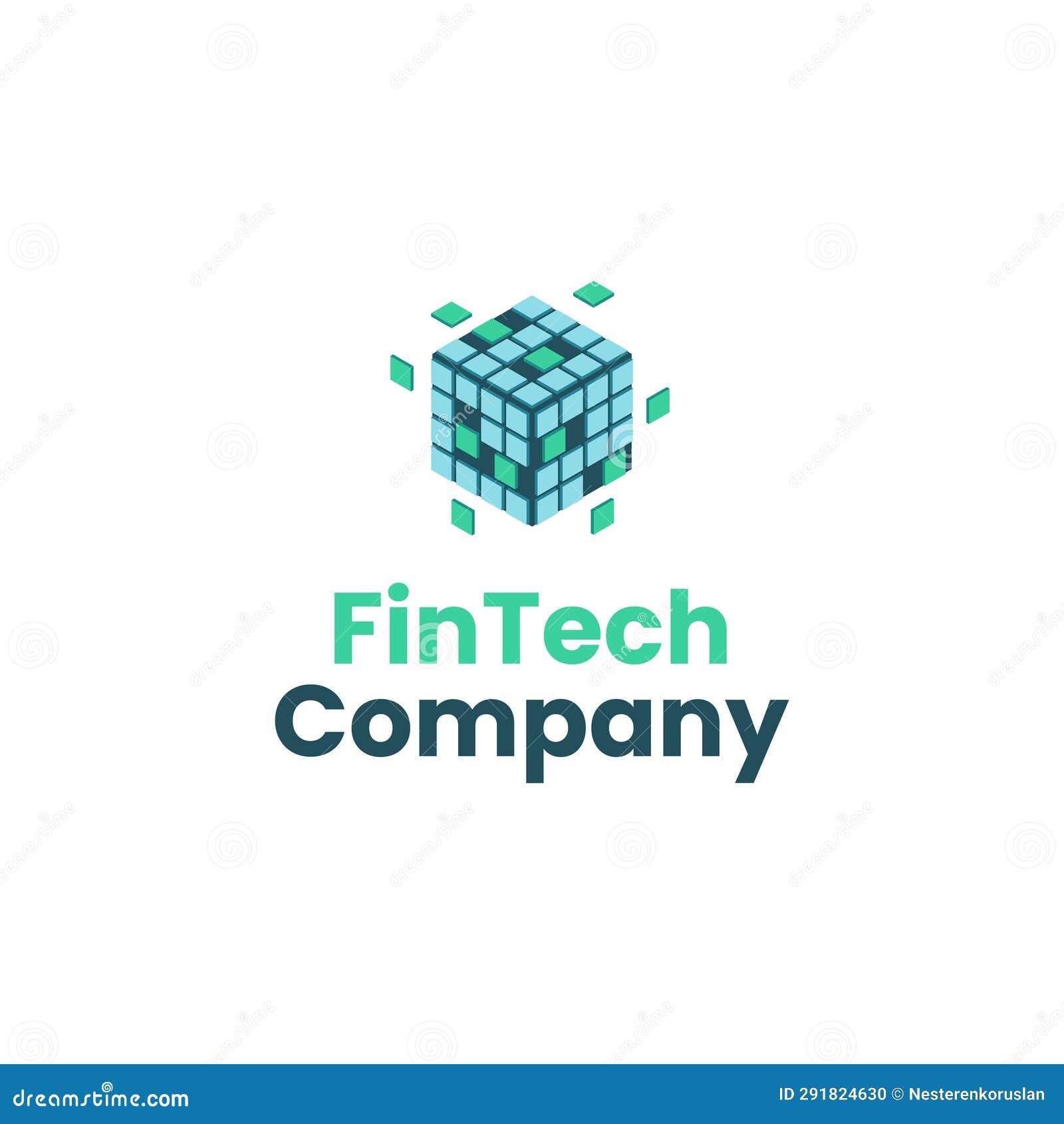 Fintech Company Text with Rubik Cube Logo Stock Illustration ...