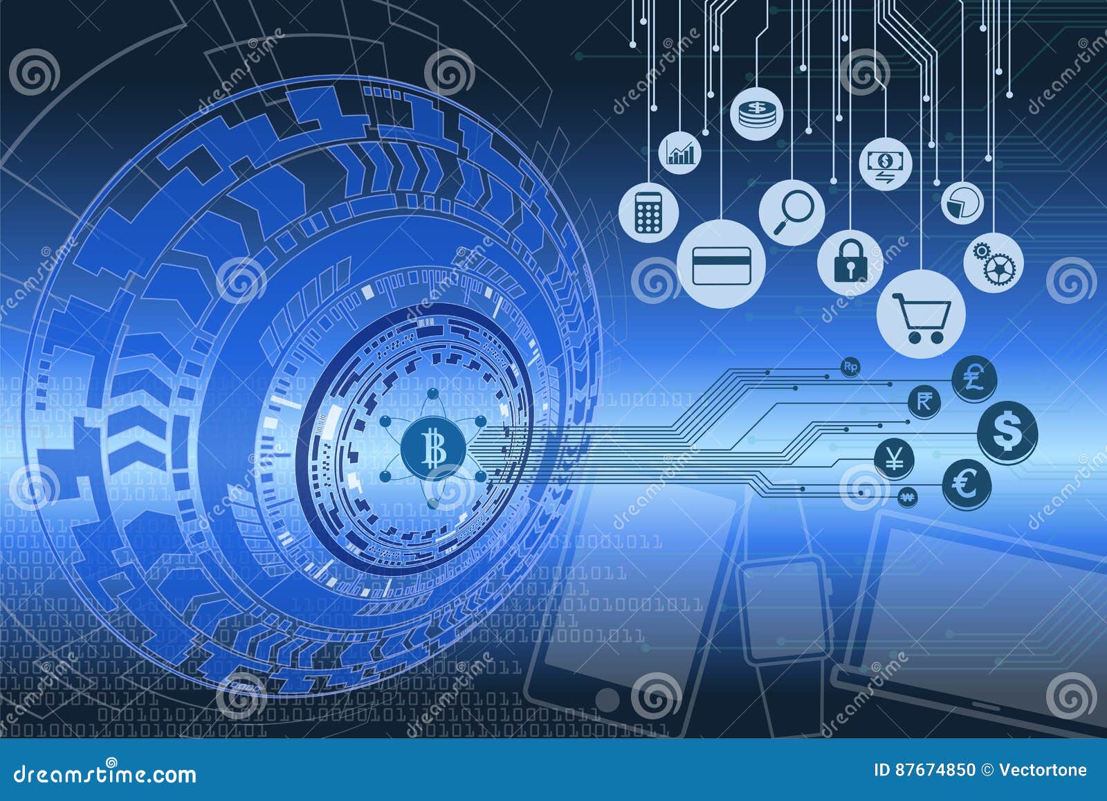 Fintech and Digital Money Graphic. Stock Vector - Illustration of ...