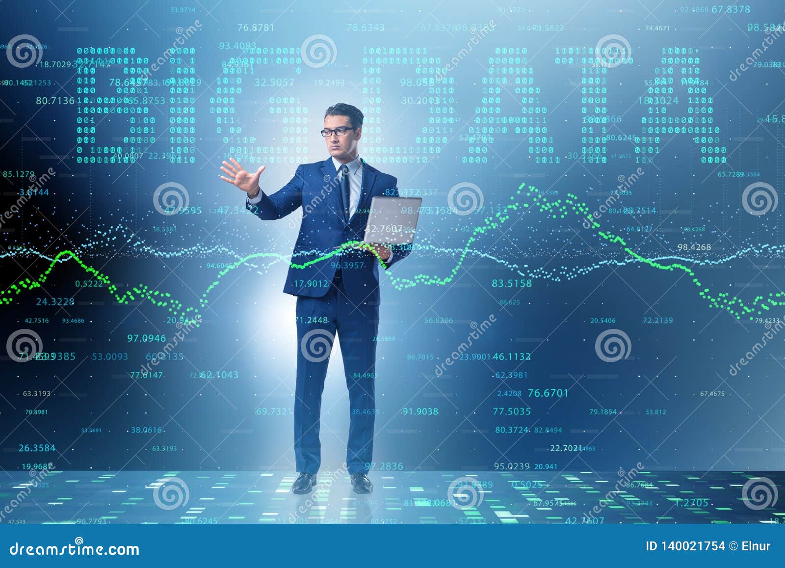 The Fintech Financial Big Data Concept with Analyst Stock Illustration ...