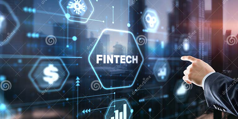 Fintech Financial Technology. Business Concept on Virtual Screen Stock ...