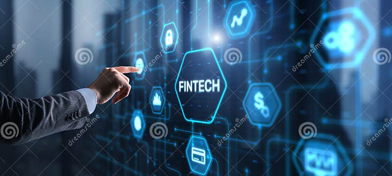 Fintech Financial Technology. Business Concept on Virtual Screen Stock ...