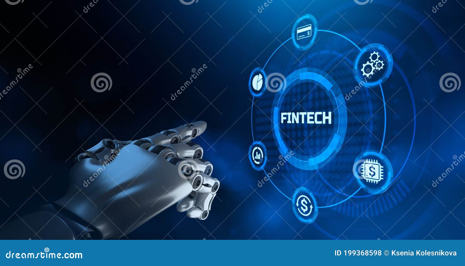 FIntech Financial Technology Online Banking E-payment. Robotic Hand ...