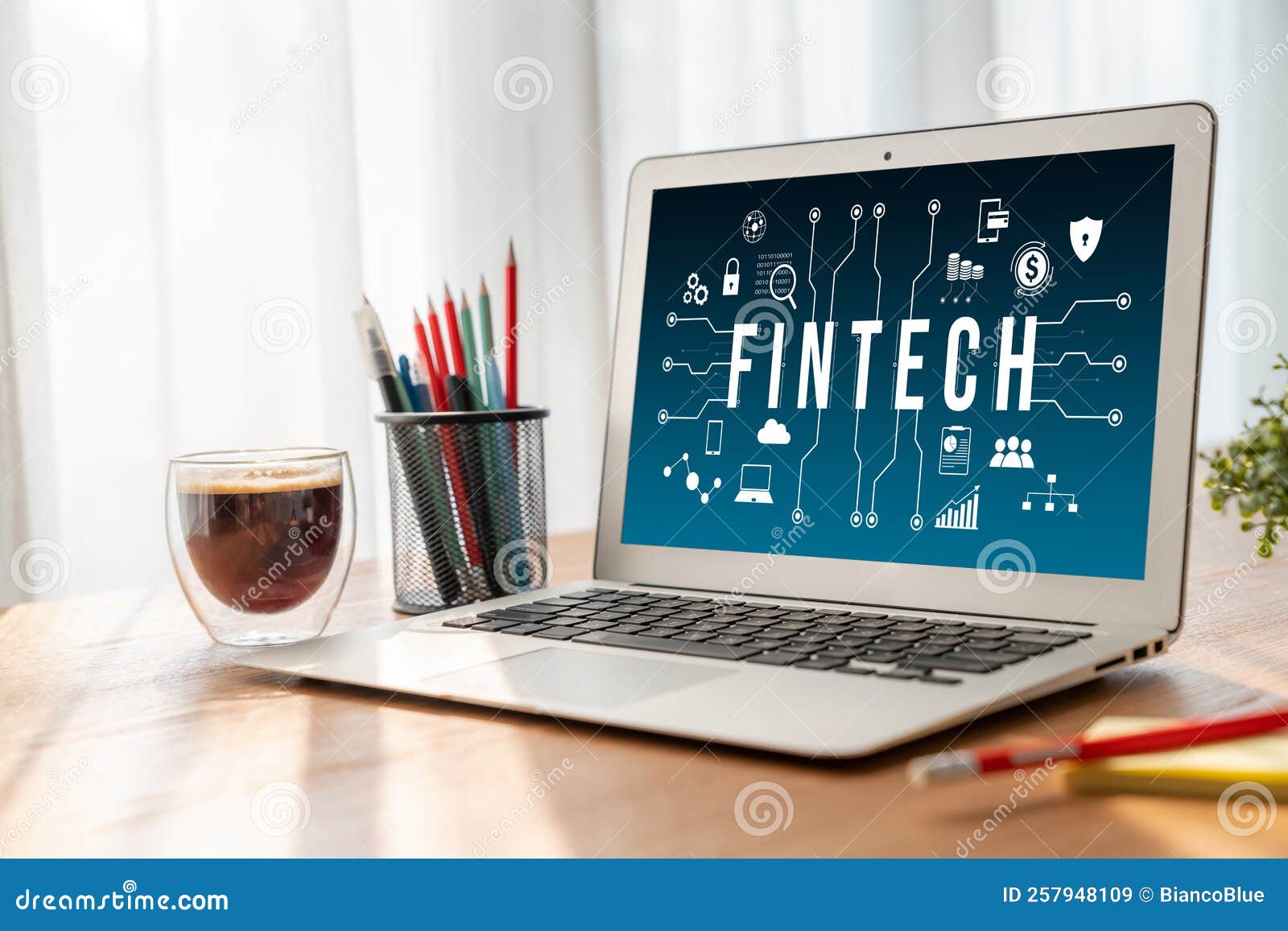 Fintech Financial Technology Software for Modish Business Stock Image ...