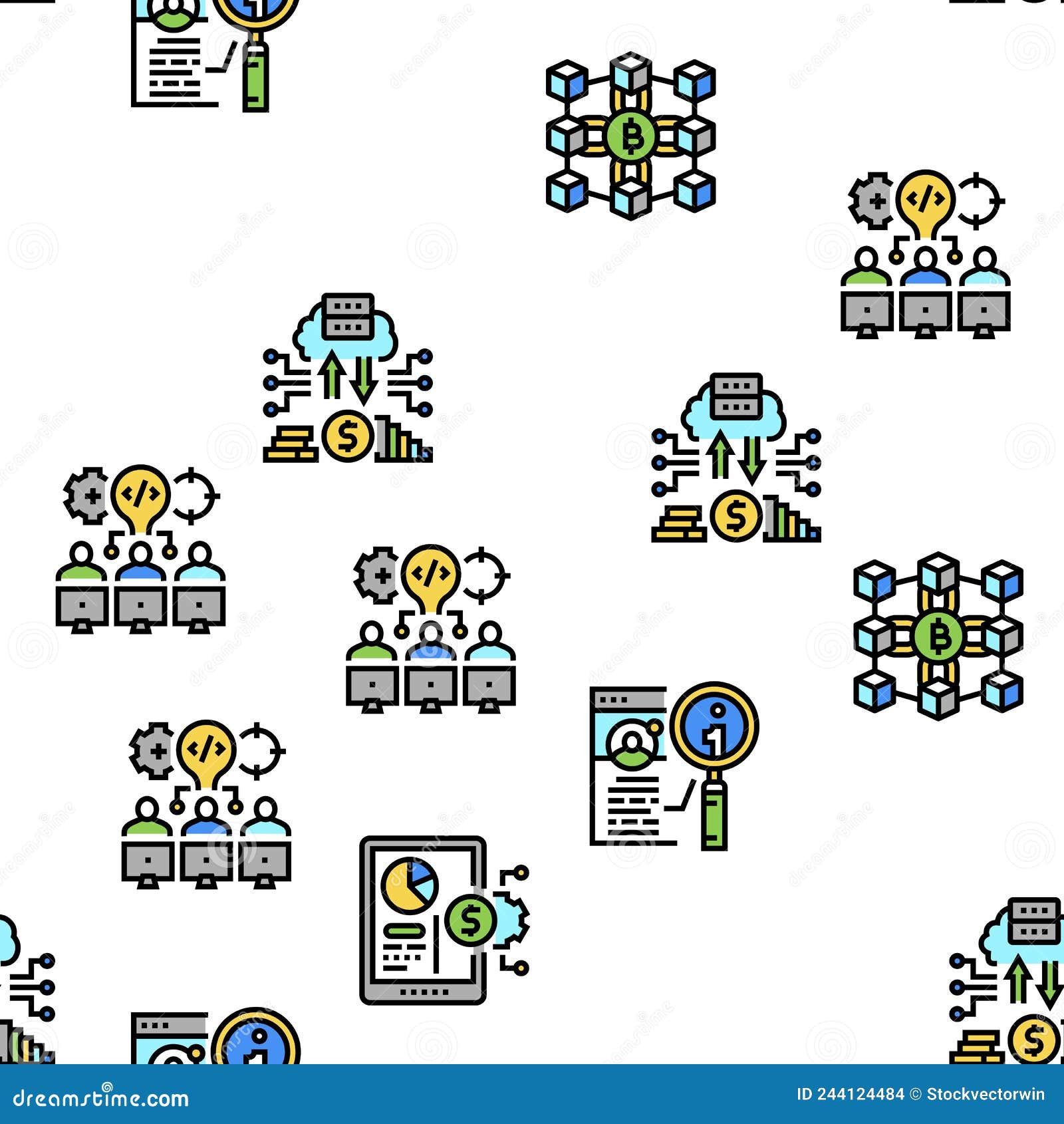 Fintech Financial Technology Vector Seamless Pattern Stock Vector ...