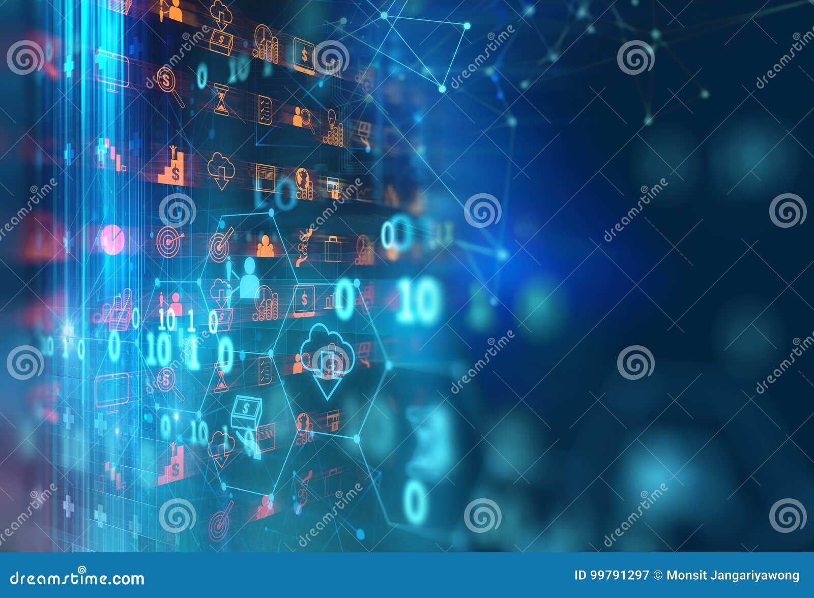 Fintech Icon on Abstract Financial Technology Background . Stock ...