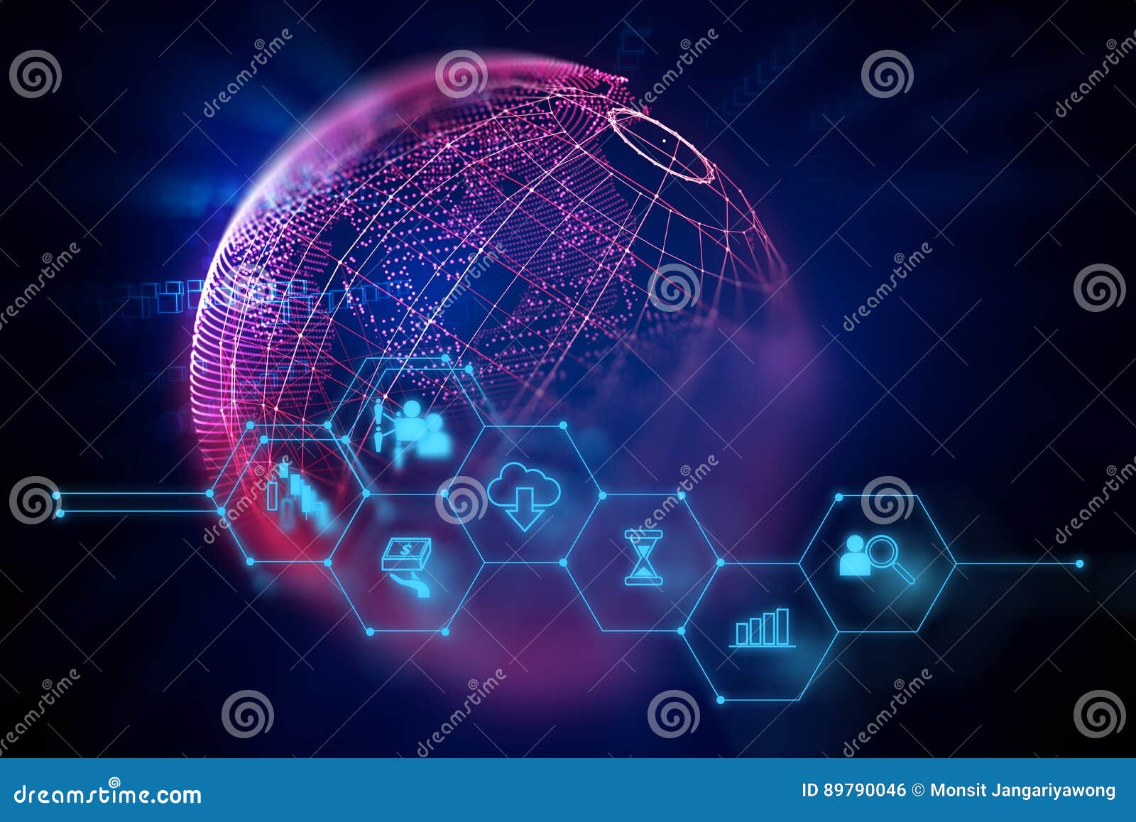 Fintech Icon on Abstract Financial Technology Background . Stock ...