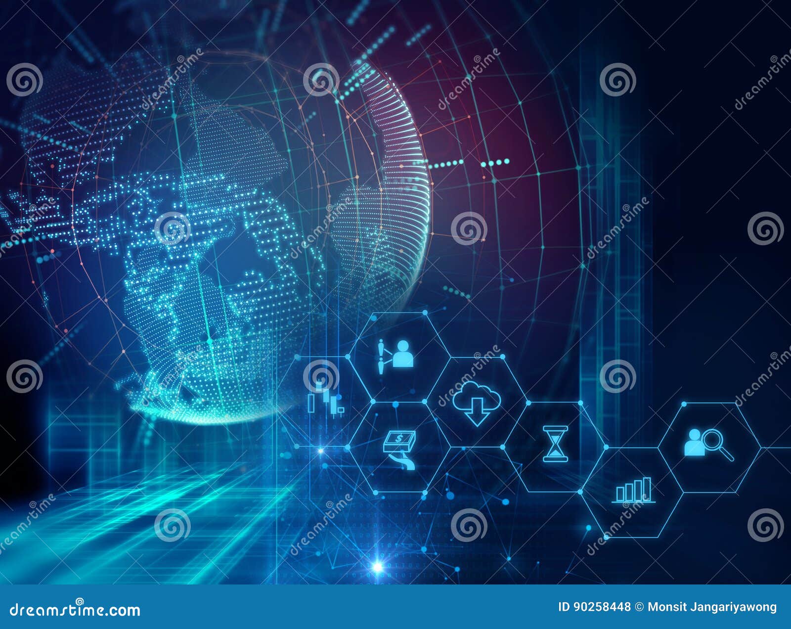 Fintech Icon on Abstract Financial Technology Background . Stock ...