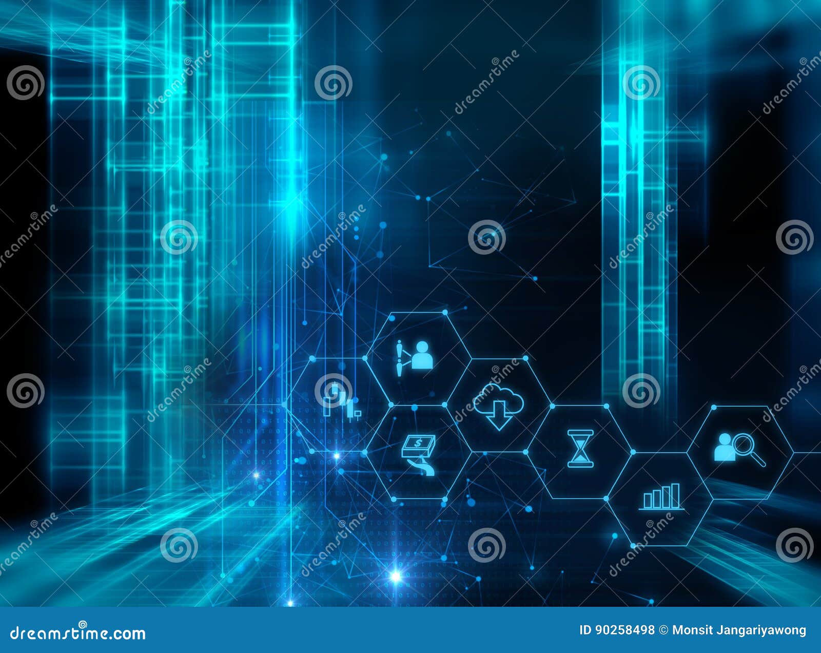 Fintech Icon On Abstract Financial Technology Background . Stock Photo ...